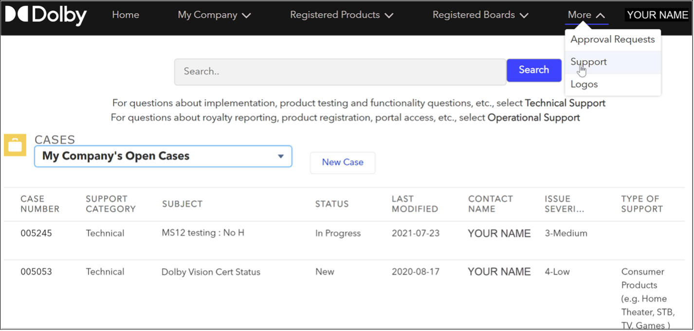Support & Case Management | Dolby Implementation Handbook